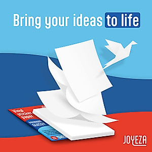 JOYEZA Premium Printable Vinyl Sticker Paper for Inkjet Printer - 25 Sheets Glossy White Waterproof, Dries Quickly Vivid Colors, Holds Ink well - Inkjet & Laser Printer