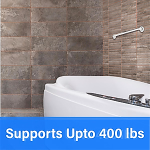 Grab Bar for Bathtub Shower - Stairs Bed Toilet Bathroom / Stand Assist & Safety Handrail / 304 Stainless Steel / Knurled Grip / Polished Chrome / 36"