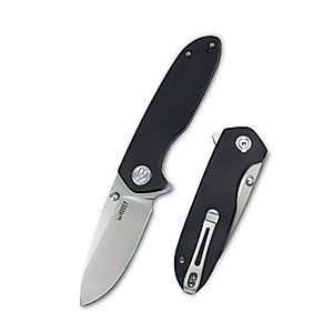 KUBEY Belus KU342A Pocket Knife, AUS-10 Blade G10 Handle Knife for Outdoor Everyday Carry, Reversible Deep Pocket Clip Work for Men and Women