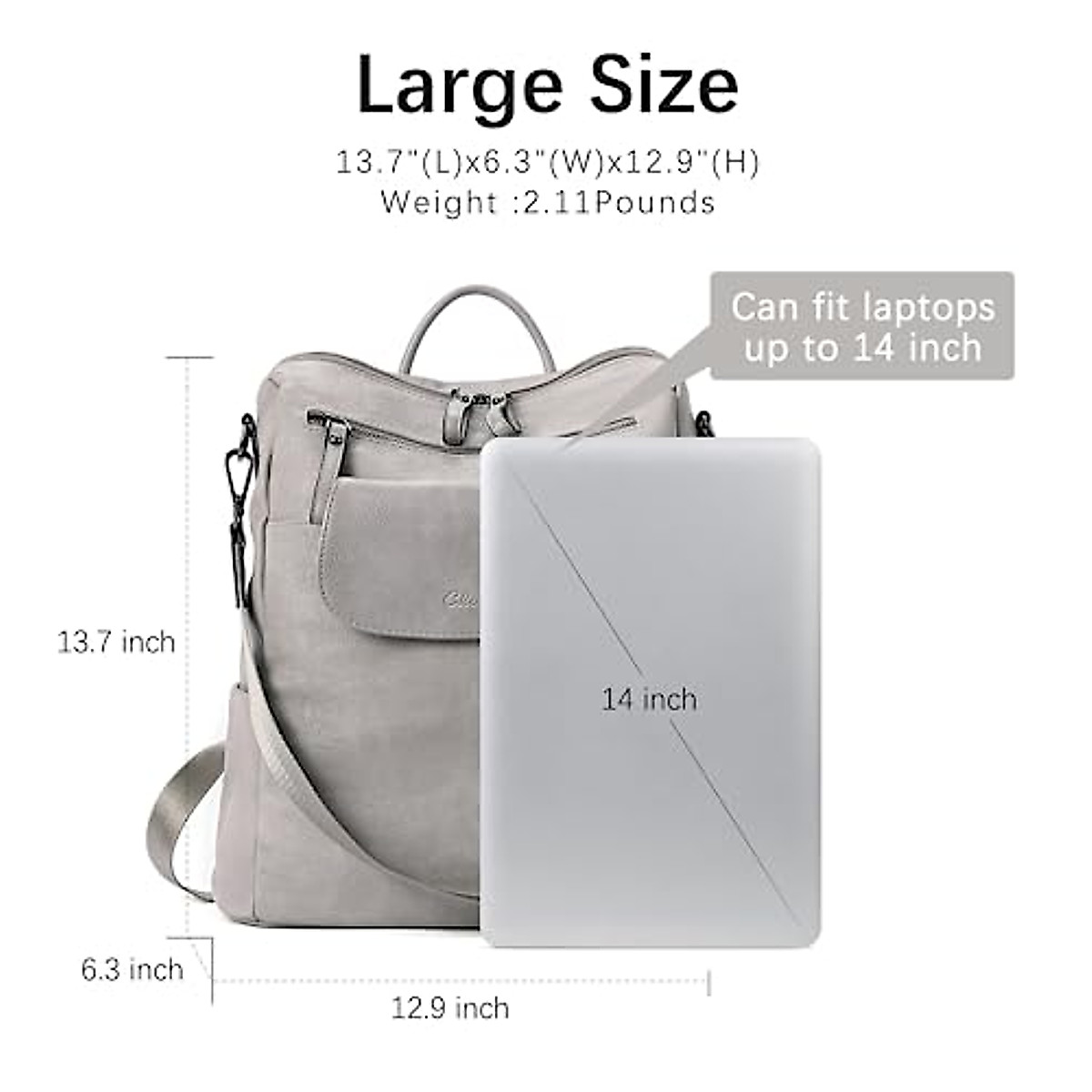 CLUCI Womens Backpack Purse Large Leather Travel Convertible Fashion Designer Ladies Purse