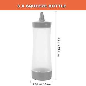 UPKOCH 3PCS Plastic Squeeze Squirt Condiment Bottles Ketchup Bottle Mustard Sauce Containers for Kitchen Condiment (Grey)