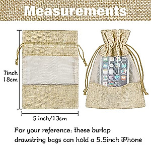 HRX Package Burlap Sheer Bags 5x7 inches, 12pcs Jute Fabric Drawstring Gift Bag Jewelry Pouches for Candy Wedding Party Favor Christmas