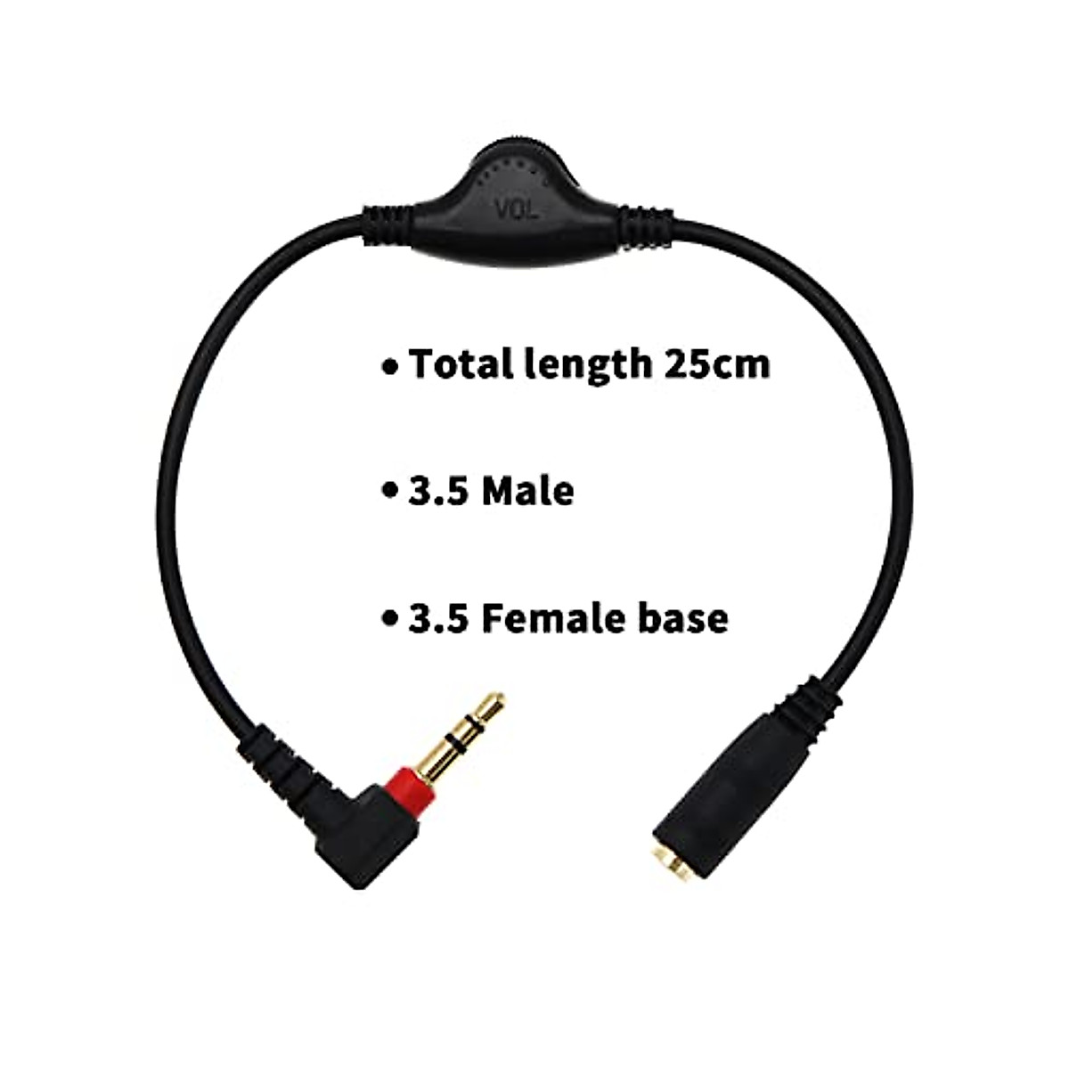 2PCS 3.5mm Male to Female Audio Extension Cables Headphone/Speaker Volume Control Cable for Computers MP3 MP4 Headphones Plug and Play 25cm Length