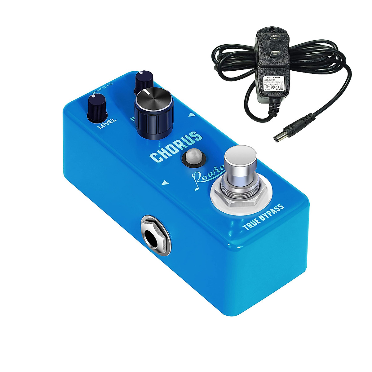 Rowin Analog Chorus Guitar Effect Pedal with 9V DC 1A Pedal Power Supply