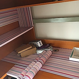 SimpleLife4U Colorful Mediterranean Striped Furniture Paper Self-Adhesive Shelf Drawer Liner 17.7 Inch by 9.8 Feet