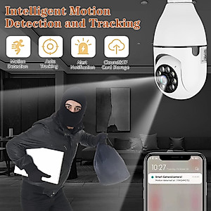 Wireless Light Bulb Camera 2.4GHz WiFi 360 Degree Socket Cameras for Home Security 1080p Smart Panoramic Cam Home Surveillance Camera System with Night Vision Motion Detection and Alarm