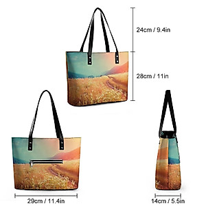 Womens Handbag Grass Sunlight Landscape Leather Tote Bag Top Handle Satchel Bags For Lady