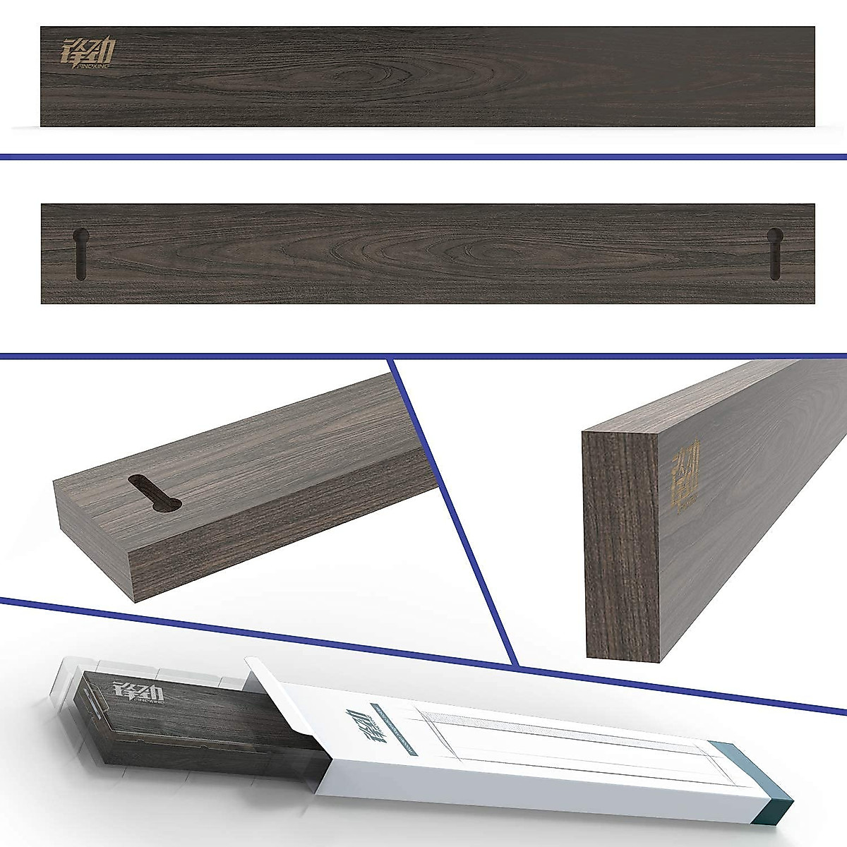 FINDKING 5Pcs Knife Set Dynasty series-3 layer 9CR18MOV clad steel w/octagon handle Chef's Knife with 18'' Acacia Wood Magnetic Knife Strip