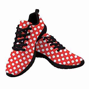 PinUp Angel Red Polka Dot Walking Shoes Breathable Sneakers Mesh Tennis Shoes for Women