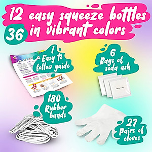 Tie Dye Kit for Kids & Adults - 36 Large Tye Dye Bottles with 12 Colors & Tie Dye Powder, Soda Ash, Gloves - Tie Dye Kit for Large Groups - Non-Toxic Tyedyedye Kit - Dye for Clothes