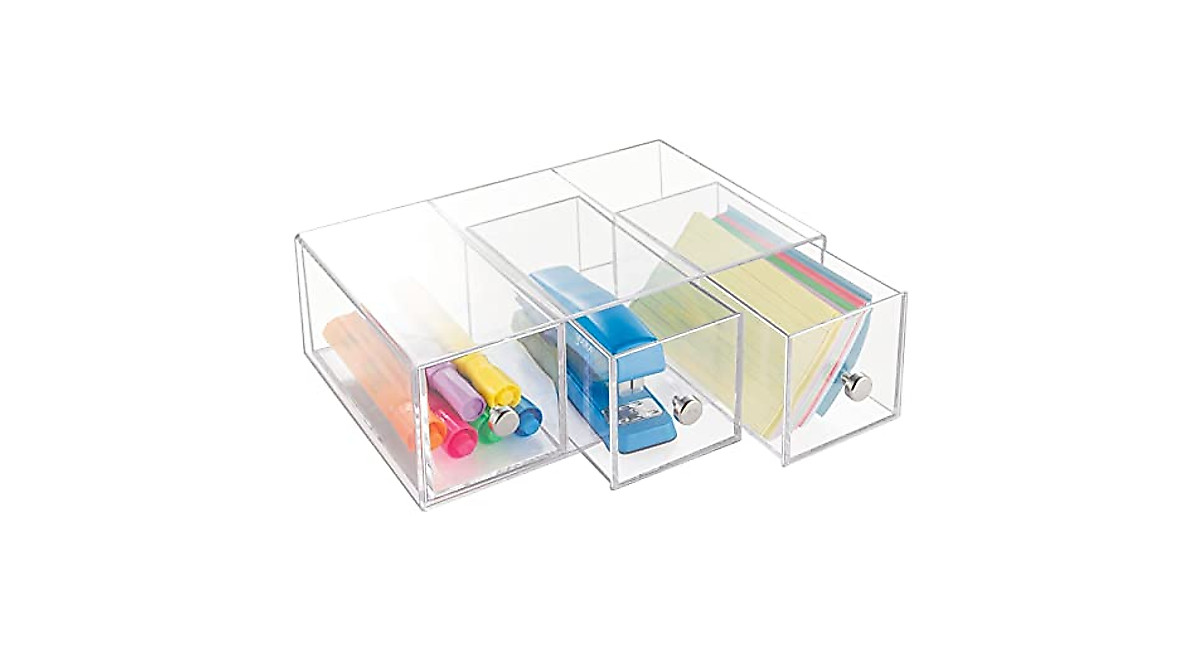 mDesign Stackable Desktop Organizer - 2 Pack for Home & Office Storage