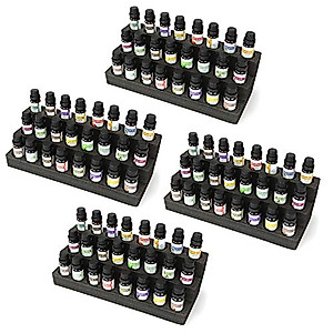 Polar Whale 4 Essential Oil Storage Organizers 3 Tier Display Rack for Home Bathroom Bedroom Office Elegant Modern Durable Black Foam Washable Waterproof Holds 24 Bottles (5ml to 15ml)