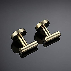 Miyili Brushed Gold Towel Hook SUS 304 Stainless Steel Coat/Robe Clothes Hook for Bath Kitchen Garage Wall Mounted 2 Pack, B01G2
