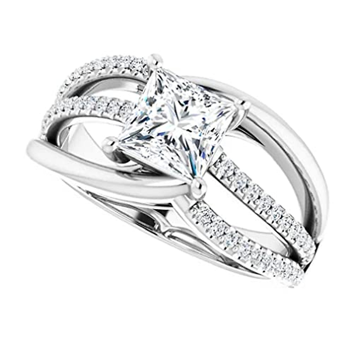 JEWELERYIUM 1 CT Princess Cut Colorless Moissanite Engagement Ring, Wedding/Bridal Ring Set, Solitaire Halo Style, Solid Sterling Silver Vintage Antique Anniversary Promise Rings Gift for Her (10.5)