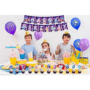 Crystal Party Supplies Crystal Birthday Party Decorations Includes Crystal Happy Birthday Banner Cake Topper Cupcake Toppers Balloons for Crystal Diamond Birthday Party Geology Decorations