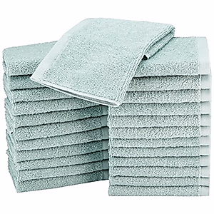 Amazon Basics Fast Drying, Extra Absorbent, Terry Cotton Washcloths - Pack of 24, Seafoam Green, 12 x 12-Inch