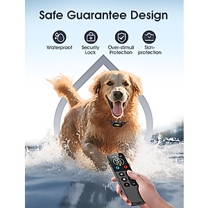 Dog Training Collar with Remote, Smart Dog Shock Collar with 3 Training Modes and Training Icons, Waterproof Electric Dog Shockers for Large and Medium Dogs (8-120 LBS)