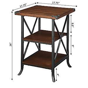 Convenience Concepts Brookline End Table, Dark Walnut / Slate Gray Frame