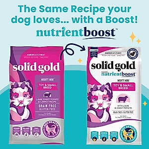 Solid Gold Nutrientboost Mighty Mini Small Breed Dog Food - Dry Dog Food Made with Real Lamb for Any Toy Breed - Grain & Gluten Free Recipe for Gut Health & Sensitive Stomach Support - 3.75 LB Bag