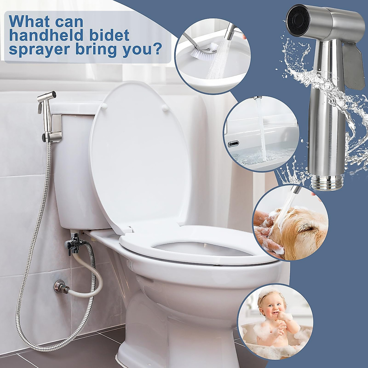 GuiMemi Handheld Bidet Sprayer for Toilet Bidet Sprayer Premium Stainless Steel Jet Sprayer for Toilet Water Sprayer Handheld Bidet Perfect for Whole Family Cleaning Use Bidet Faucets