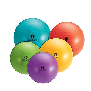Body Sport Slow Release 65cm Exercise Ball with Pump, Gym Equipment for Home or Office, Stability Fitness Ball, Pregnancy Ball, Core Strength Training Equipment