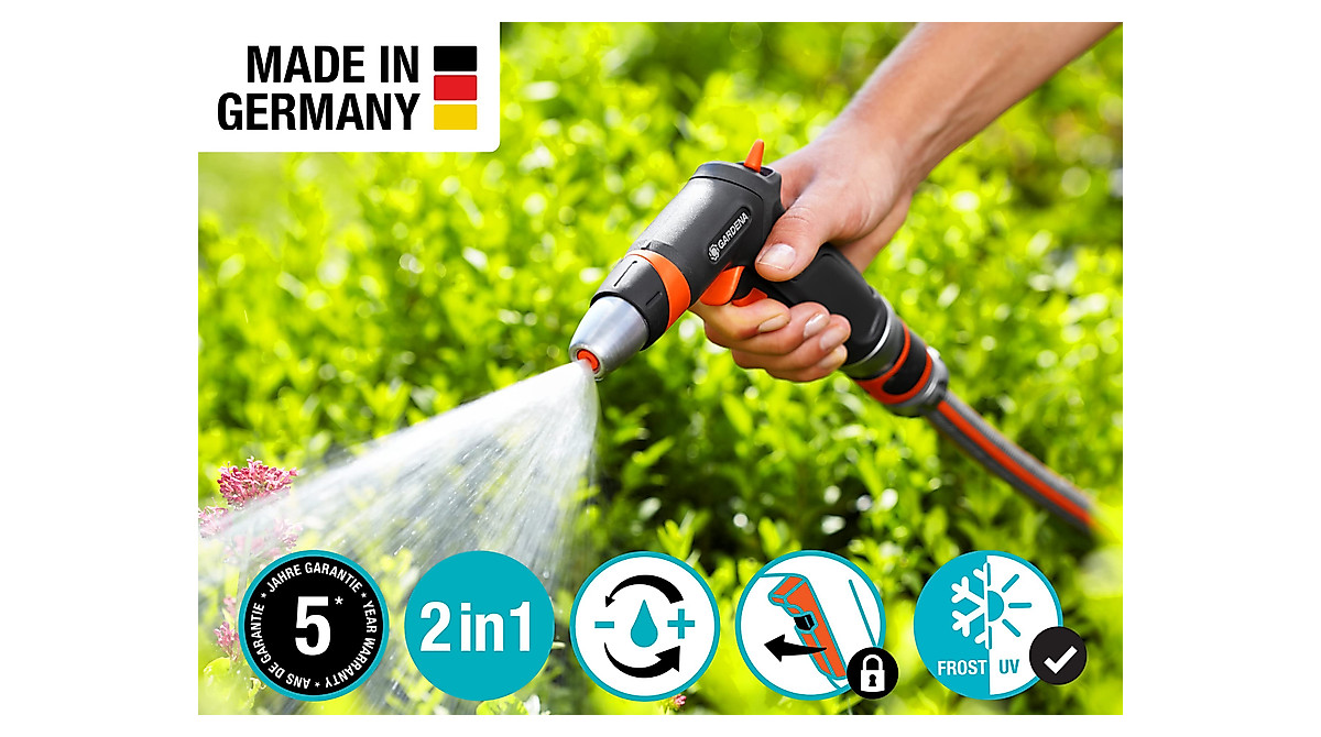 Gardena Metal Nozzle: Frost Proof, Adjustable Spray & Water Stop