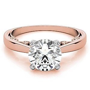 10K Solid Rose Gold Handmade Engagement Rings, 2 CT Oval Cut Moissanite Diamond Solitaire Bridal/Wedding Ring for Women/Her, Minimalist Rings Anniversary Ring For Gifts (7.5)