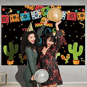 Rsuuinu Mexican Fiesta Backdrop Happy Birthday Tacos and Tequila Colorful Lights Background Drop Cinco De Mayo Backdrop for Pictures Birthday Party Mexican Decorations Banner Photo Booth Props 7x5ft