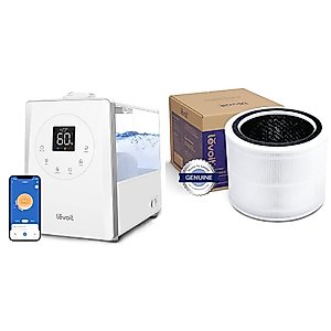 LEVOIT LV600S Smart Warm and Cool Mist Humidifiers for Home Bedroom Large Room & Core 200S Air Purifier Replacement Filter, 3-in-1 Filter, High-Efficiency Activated Carbon
