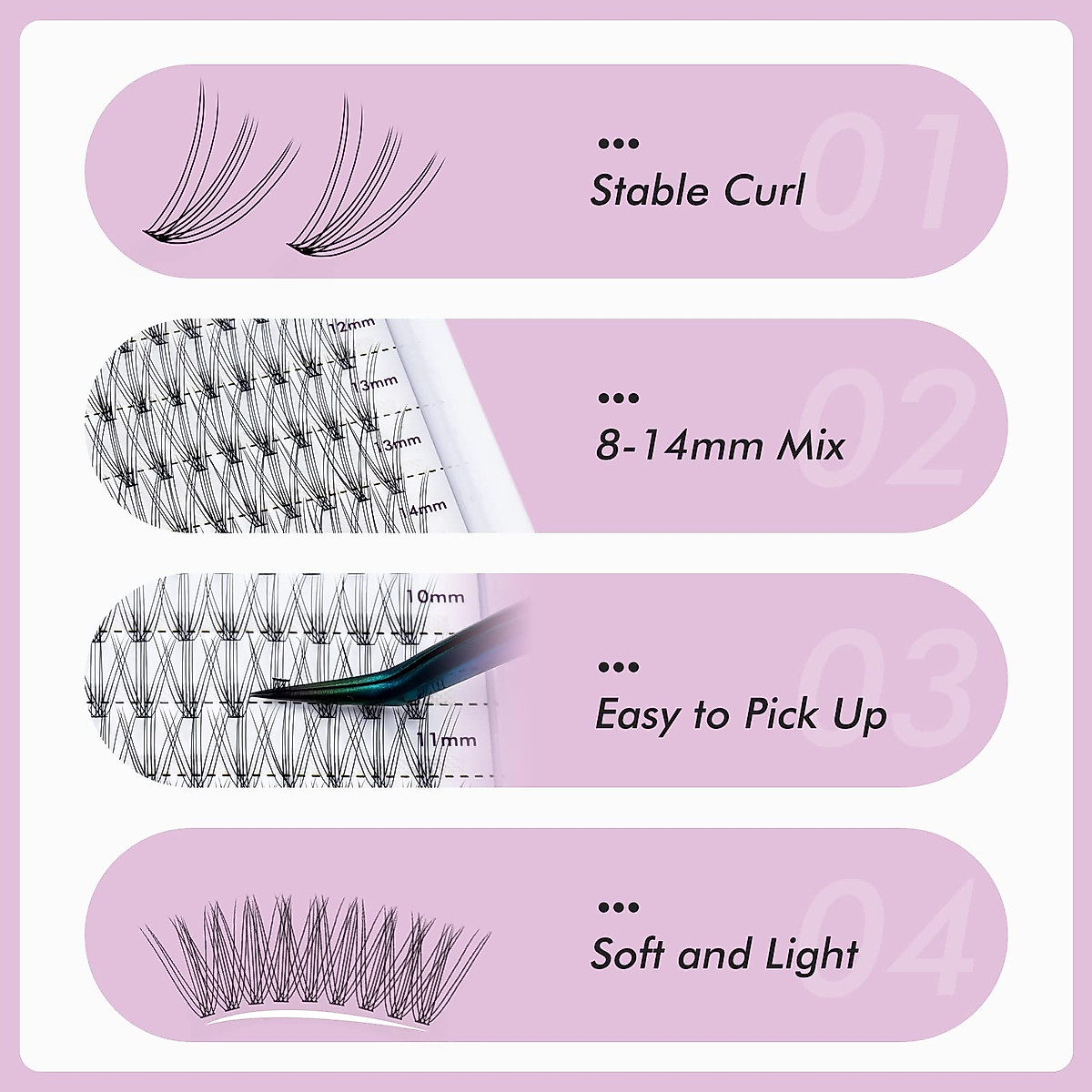 IKVVOM 20 Pairs 4 Styles False Lashes Dramatic Lashes Volume Natural Look Wispy Cat Eye Multipack (Mixed)