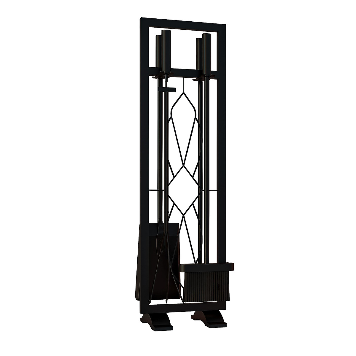 Fire Beauty Fireplace Tools Set 5 Pieces Fireside Accessories Fire Kit Stand Woodstove Tools Holder Wrought Iron Handle Indoor Fireset Stand