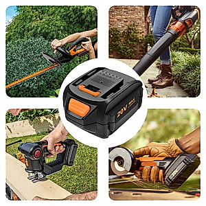 CHAUNVEN 3.0Ah Replacement for Worx 20V Battery and Charger Kit Compatible with Worx 20 Volt Cordless Power Tools