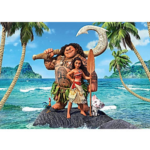 UPMSX Cartoon Moana Maui Beach Theme Photography Background Baby Shower Birthday Party Decoration Photo Palm Beach Backdrops Studio Props Banner Vinyl 5x3FT