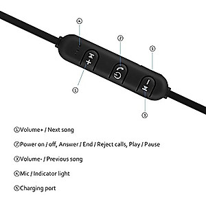 Heave Wireless Sport Earphones,4.2 Wireless Earbuds Magnetic IPX6 Running Headphones,Noise Cancelling Mic Earbuds,in-Ear Headphones for Sports Training Black