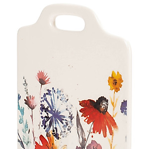 Meadow Flowers Orange and Cream 10 x 6.5 Ceramic Stoneware Cheese Cutting Board
