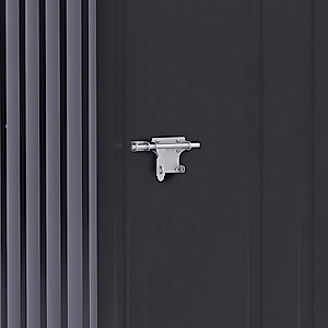 Outsunny 3.3' x 3.4' Outdoor Storage Shed, Galvanized Metal Utility Garden Tool House, 2 Vents and Lockable Door for Backyard, Bike, Patio, Garage, Lawn, Dark Gray