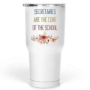 Novelty Gift Large Tumbler Novelty Gift Secretary Gift For Appreciation And Recognition, For School Secretaries On Thanksgiving - Secretaries Are The Core, Words Of Gratitude On/Inner Color 30 Oz