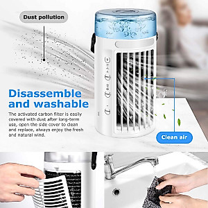 VOSAREA Portable Air Cooler 4 in 1 Mini Air Conditioner Fan Air Cooling Fan Air Misting Cooler for Room Office