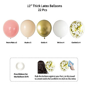 ANSOMO Retro Pink Happy Birthday Party Decorations Dusty Rose Gold Nude Blush Apricot Tan Kraft Paper Banner Balloons Rustic Boho Décor Supplies Women Girls Baby Tassel Garland