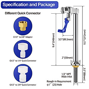 Crystmetal Glass Filler Faucet，9 Inches Deck Mount Faucet Glass Filling Water Station, Stainless Steel Drinking Water Filling Faucet for Bar Cafes, G1/2" Male Brass Structure (9.4)