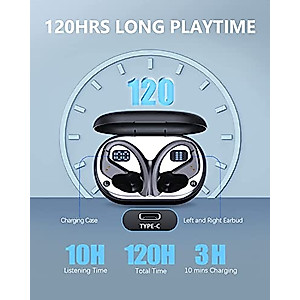 Bluetooth Earbuds 5.3 Sports Wireless Earbuds with Earhooks 2023 NEW Bluetooth Wireless Headphones Over-Ear 120H Playtime with Dual LED Display Red Earphones Deep Bass Bluetooth Ear buds for Workout