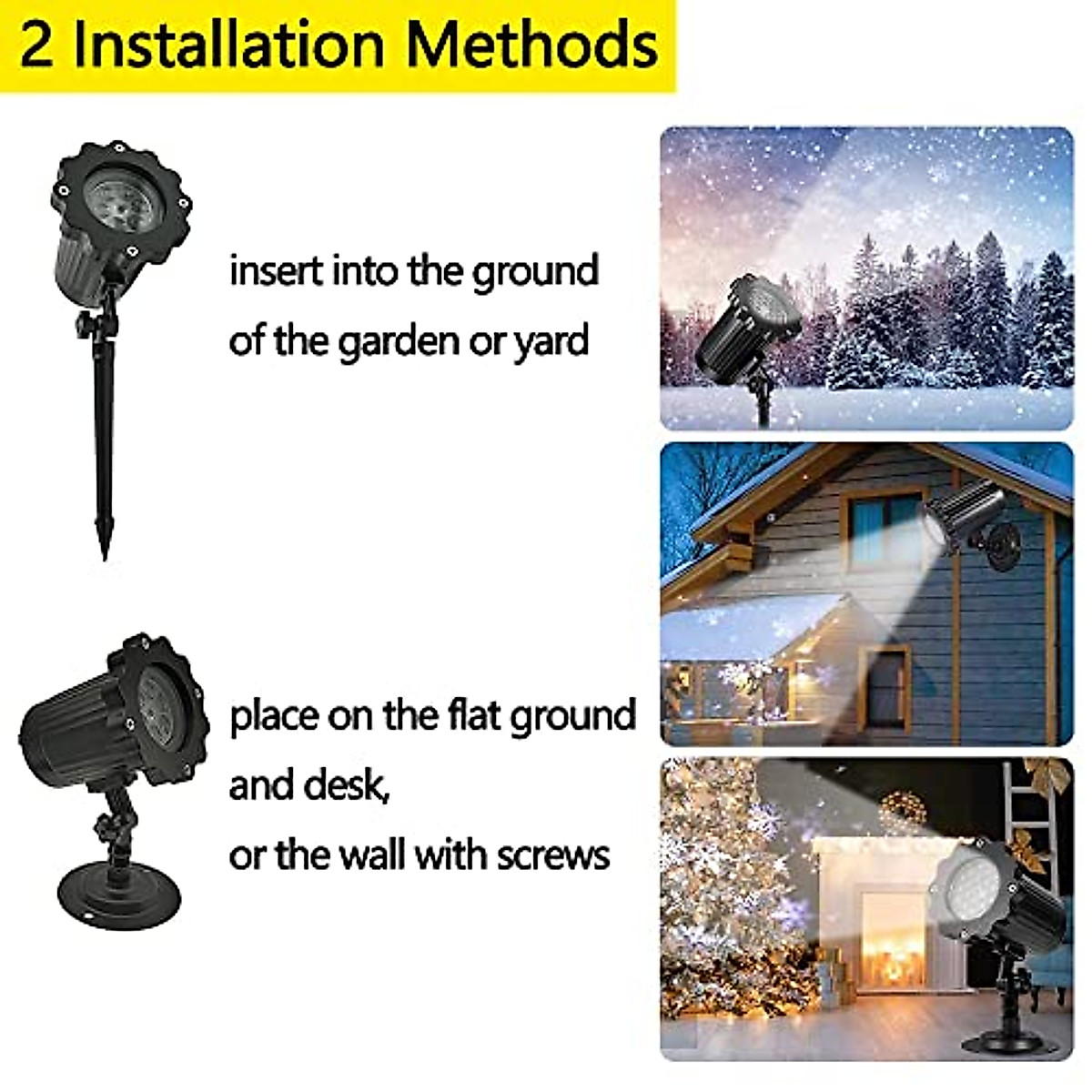 MOSTRUST2022 Newest Christmas Snowflake Projector Lights, Adjustable White Snowflake Projector Spotlights, Waterproof Snowfall Led Projector Outdoor and Indoor Decor, Holiday,Wedding,Garden Patio