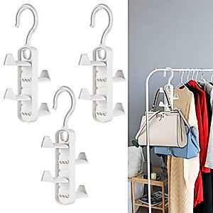 3PCS Purse Hangers for Closet-Organizer, Movable Space Saving Hangers Wardrobe Hook Bag Hooks for Closet for Organize Purses, Satchels, Dorm Closet Essentials (White)
