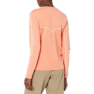 HUK Women's Icon X Long Sleeve Fishing Shirt with Sun Protection, Fusion Coral, X-Large