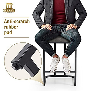 HERA'S PALACE 24” Faux Leather Bar Stools Set of 2, Modern Counter Height Barstools with Back, Armless Dining Chairs with Metal Legs, for Kitchen Island Counter, Dining, Pub, etc