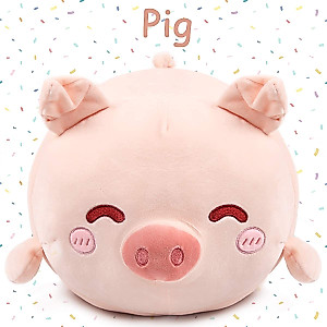 ARELUX Pig Plush Pillow Stuffed Animal Snuggly Pillow Cute Plush Toy Snuggle Buddy Pig Plushie Kawaii Soft Hugging Pillow for Kids Boys Girls 17.7in