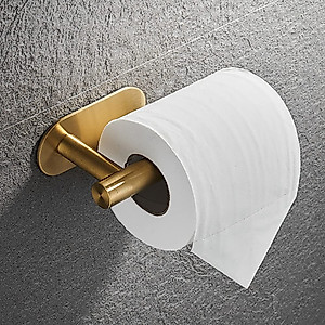 OSER Wall Mounted Hand Towel Bar Rack Brushed Gold Stainless Steel Round Toilet Paper Holder Hook Hardware Accessories,10cm