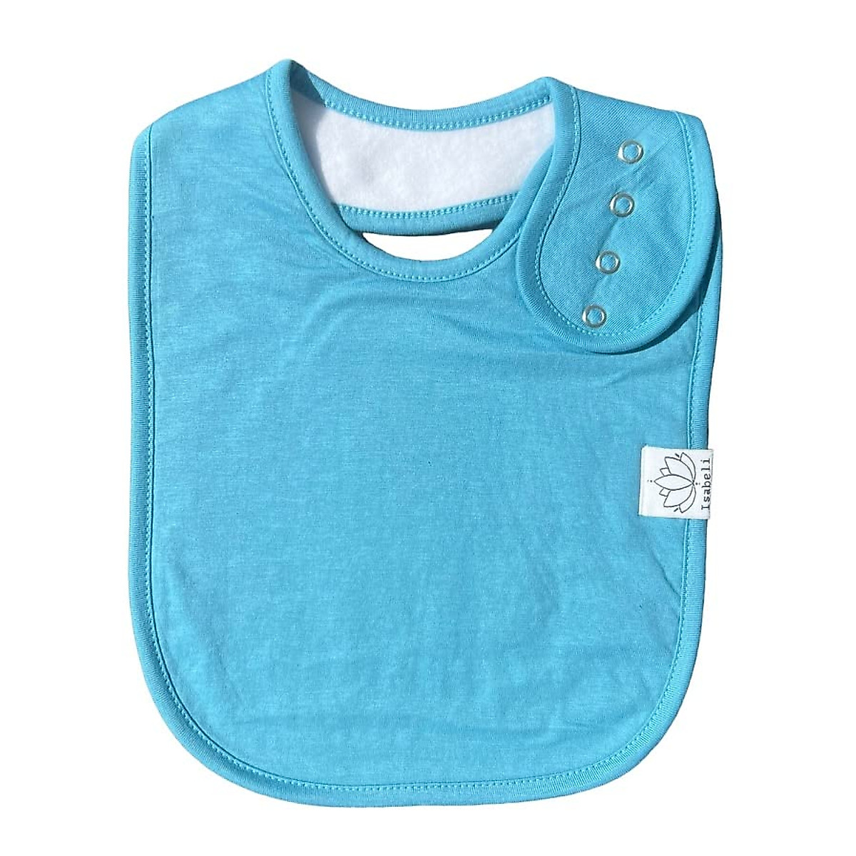 Isabeli Large Toddler Organic Cotton Bibs, Unisex 4-pack for Feeding, Drooling, Adjustable (Blues)