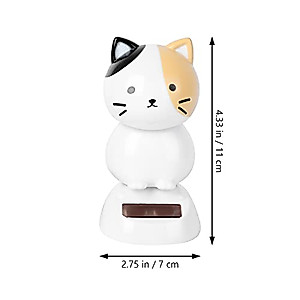 FOMIYES Birthday Gift Kids 2Pcs Car Shaking Head Cat Toys Car Dashboard Cat Figurine Statue Ornament Car Interior Decoration Solar Bobblehead Toys