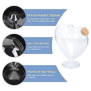 Tofficu Glass Jar Bottle with Cork Heart Shaped Wishing Bottle Plants Showing Bottle Desktop Hydroponic Plant Vase for Home Wedding Party Decoration